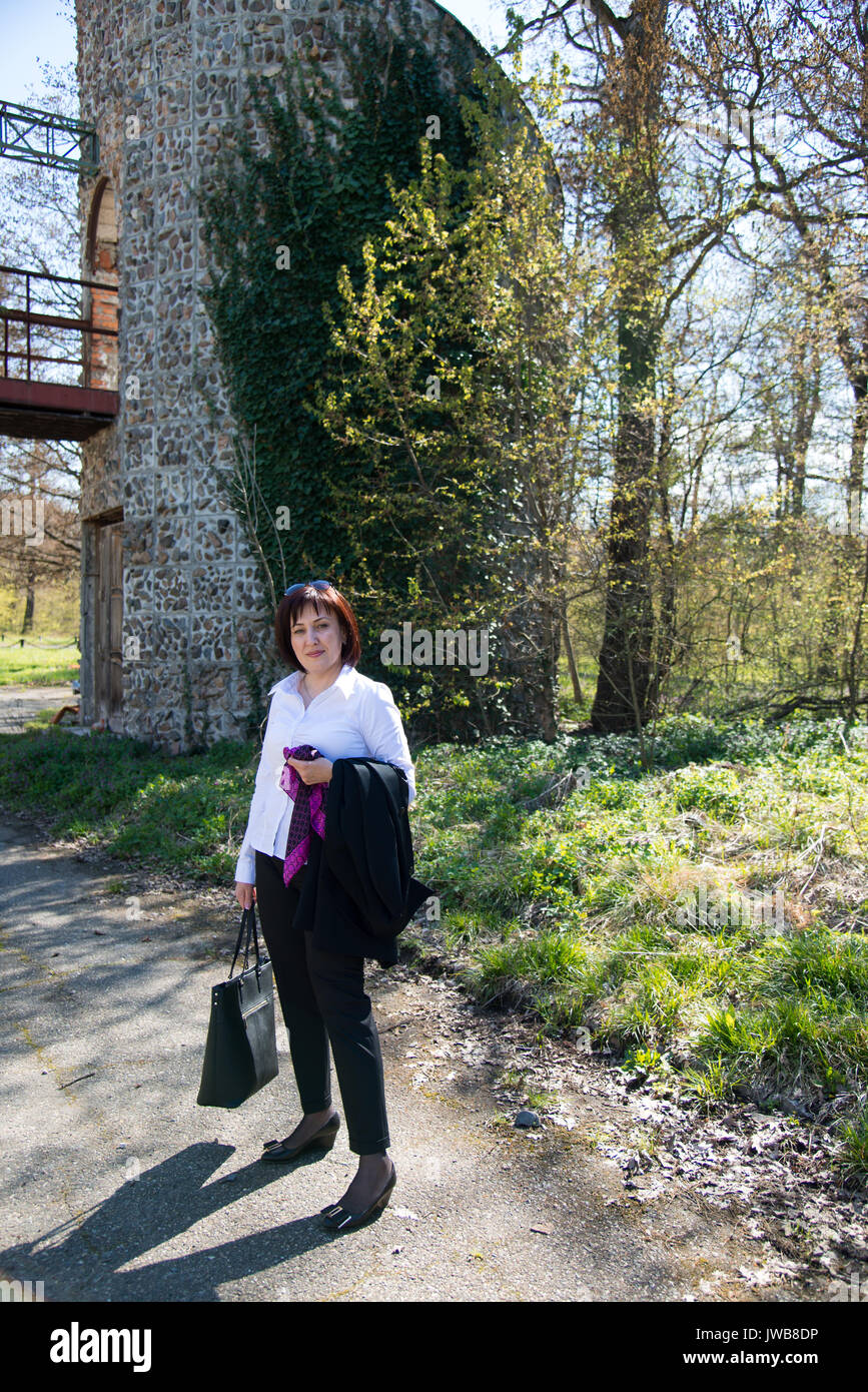 Cute woman on the walk Stock Photo - Alamy