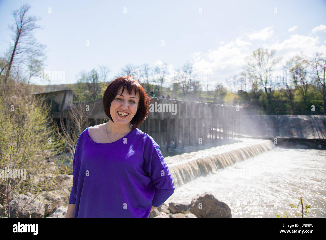 Cute woman on the walk Stock Photo - Alamy