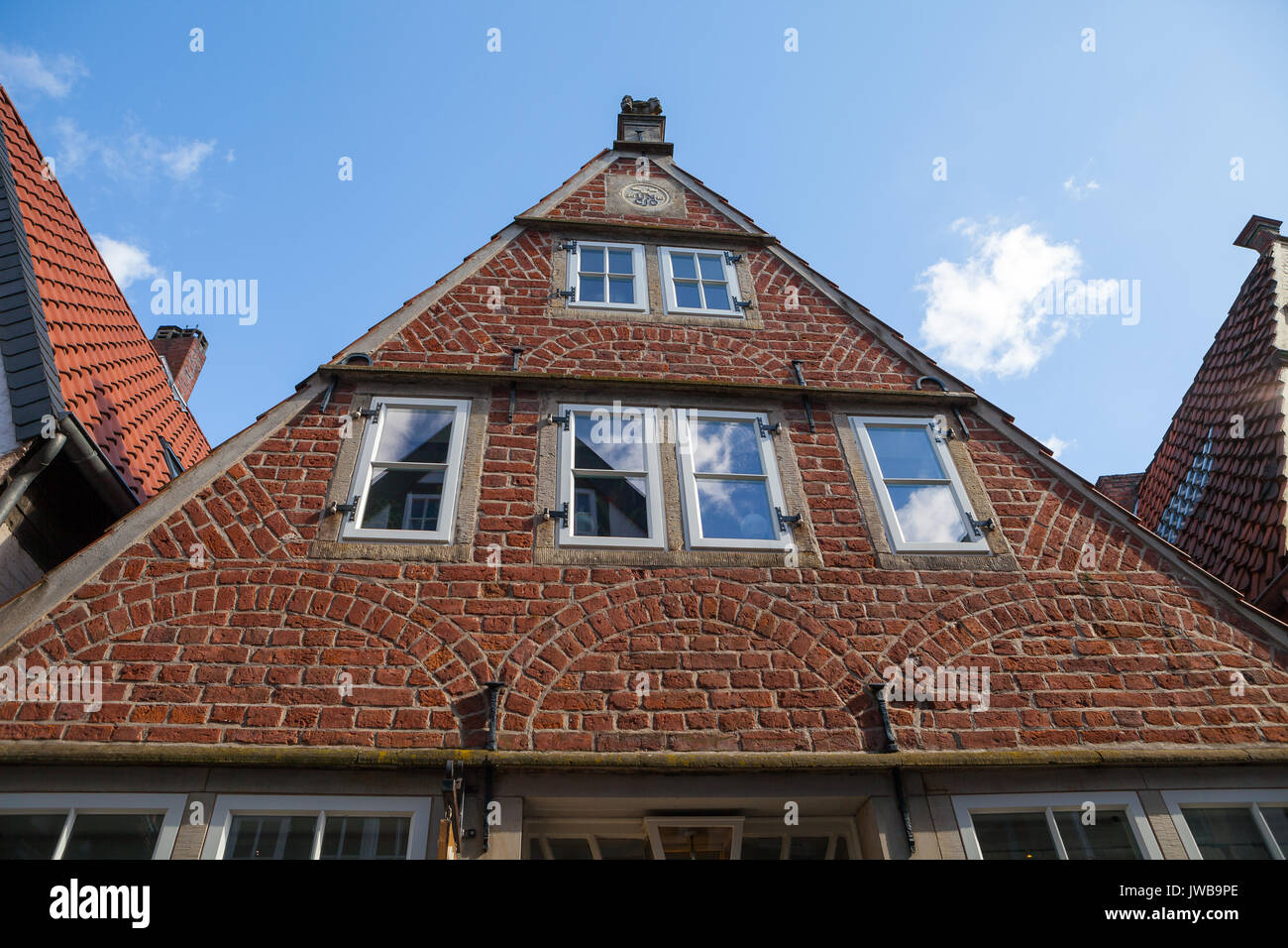 Roof of icon old house of Schoor quarter in Bremen, Germany. Classic ...