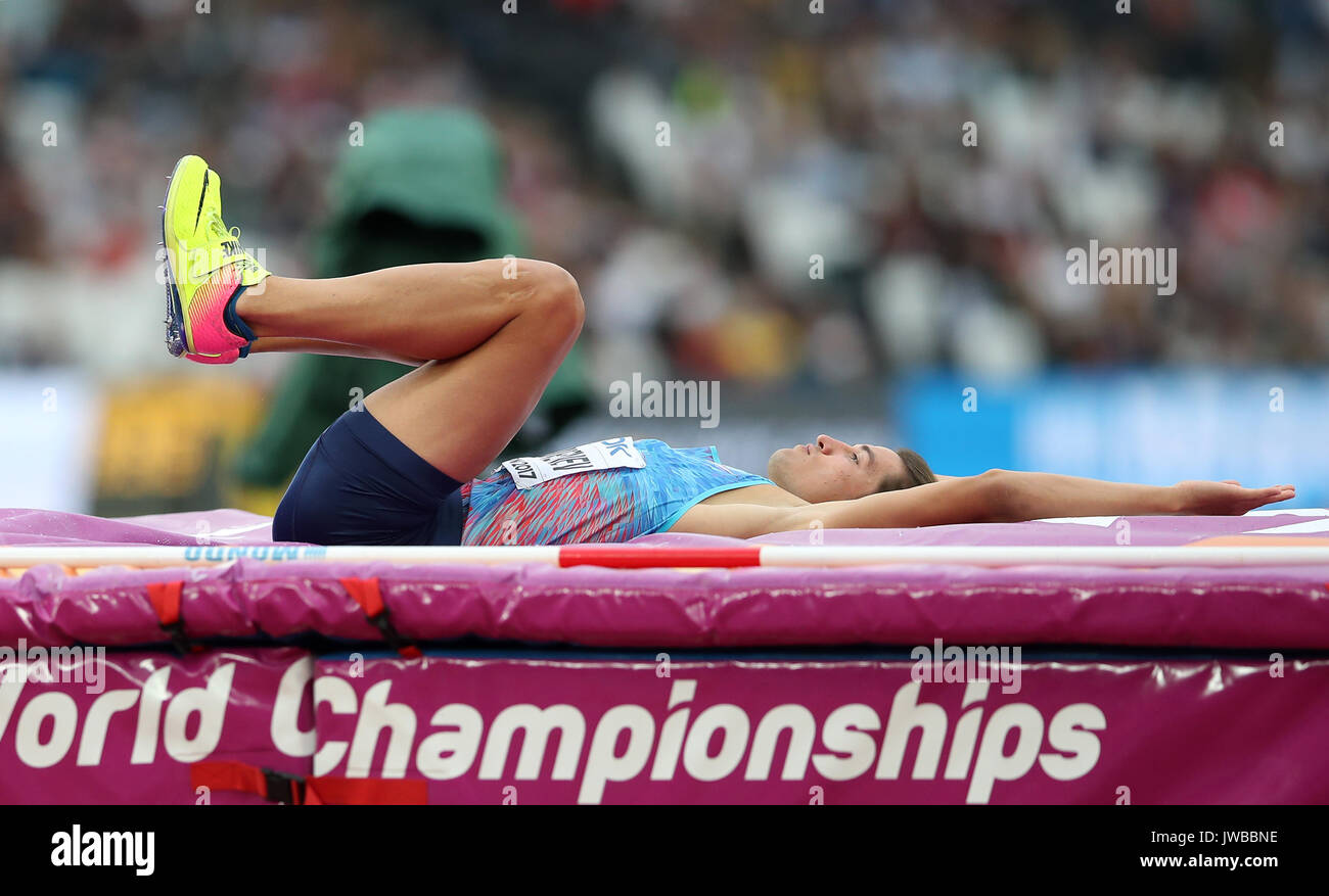 Authorised Neutral Athlete Ilya Shkurenev reacts during the high jump ...