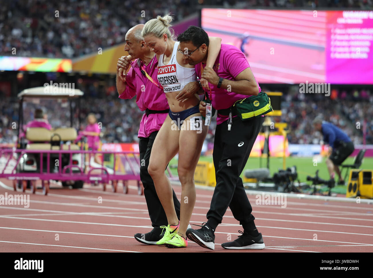 Norway's Isabelle Pedersen reacts to an injury in the Women's 100m ...