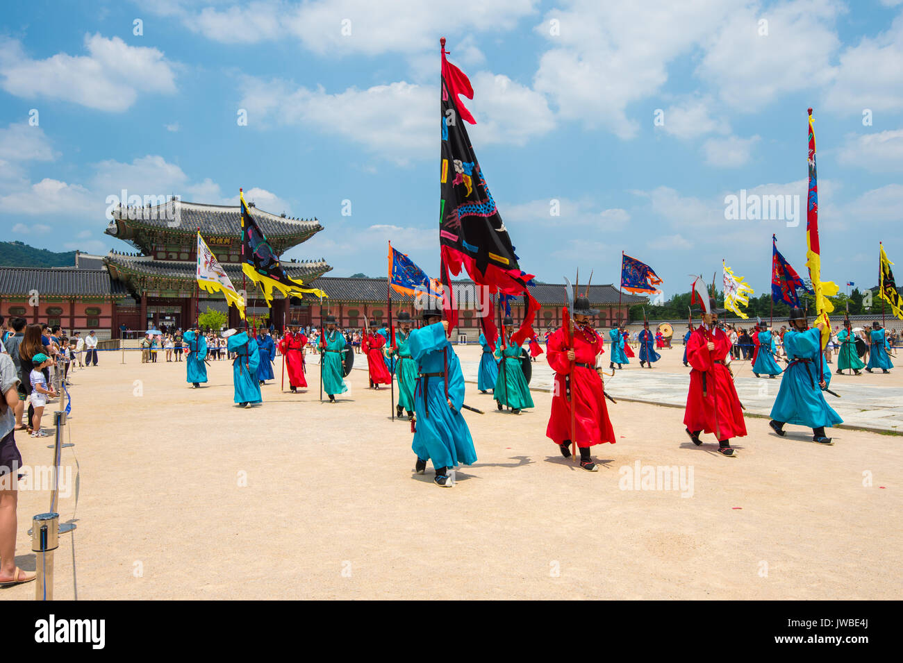 SEOUL, SOUTH KOREA - JULY 5: Soldier with traditional Joseon dynasty ...
