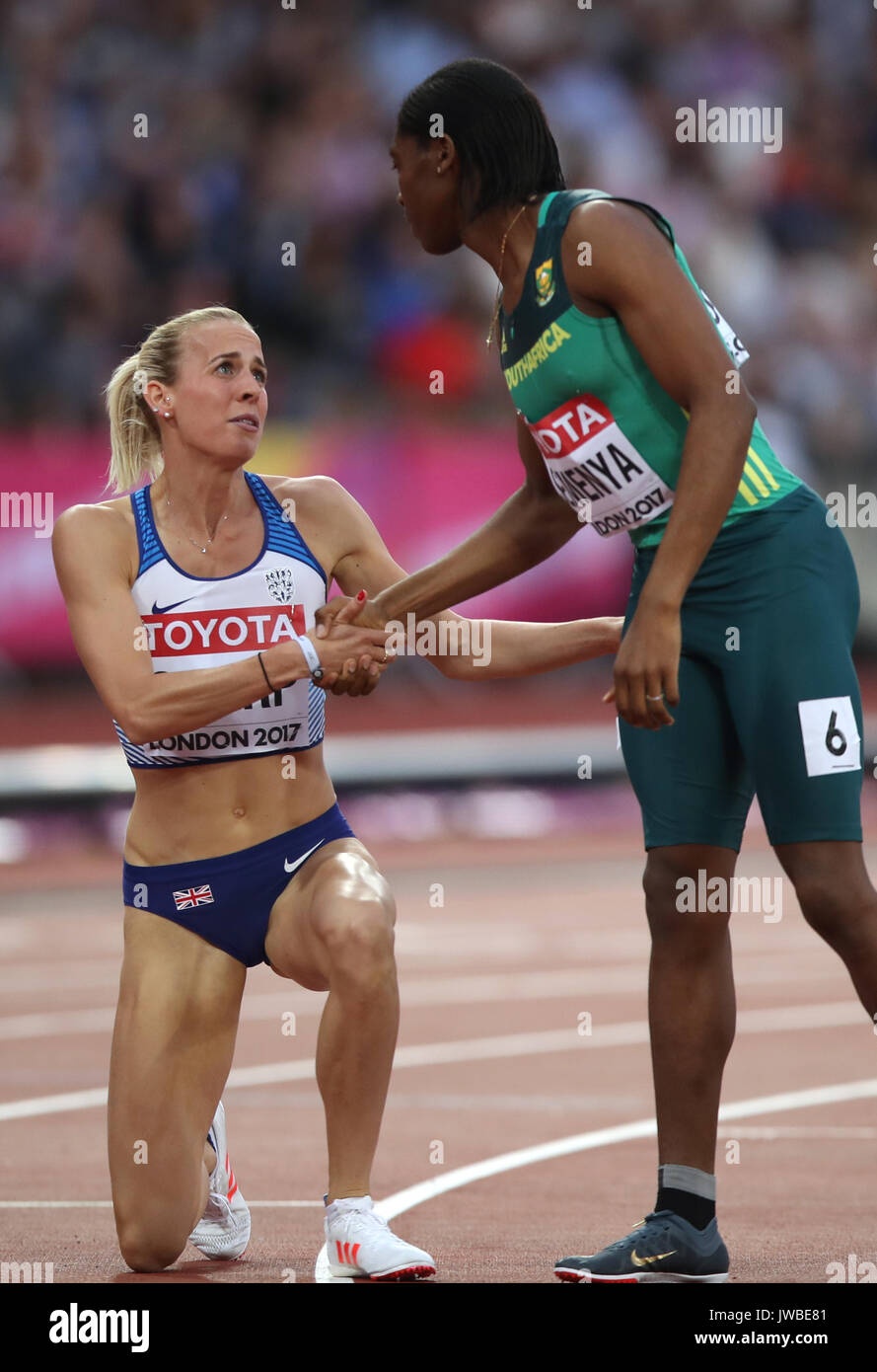 Great Britain's Lynsey Sharp (left) and South Africa's Caster Semenya ...