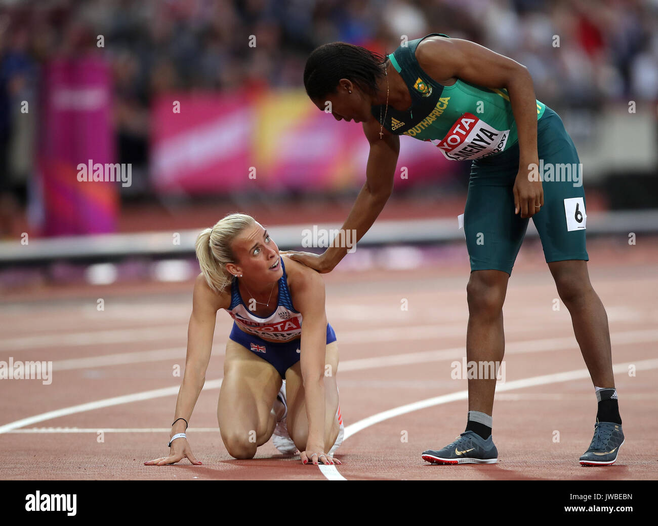 Great Britain's Lynsey Sharp (left) and South Africa's Caster Semenya ...