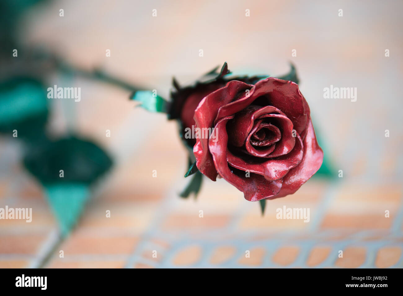 Beautiful handmade wrought iron rose from Russia Stock Photo - Alamy