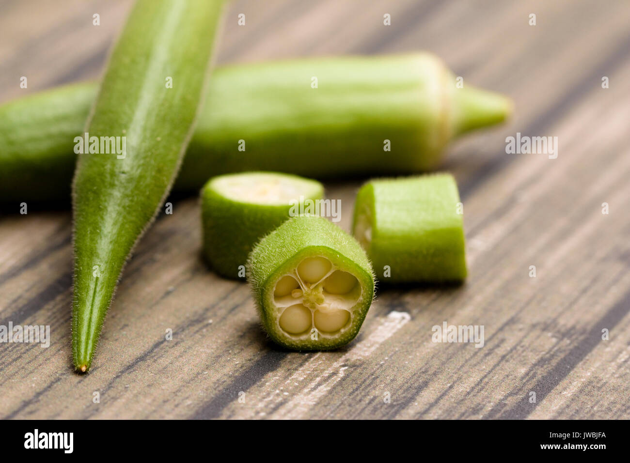 Fresh Green Okra Pods from the Garden Stock Photo - Alamy