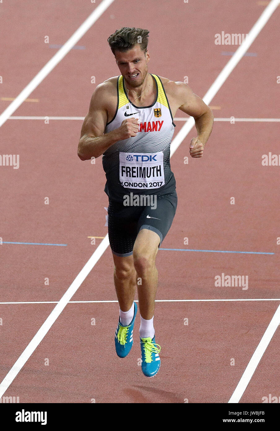 Germany's Rico Freimuth wins heat 3 of the Men's 400m element of the ...