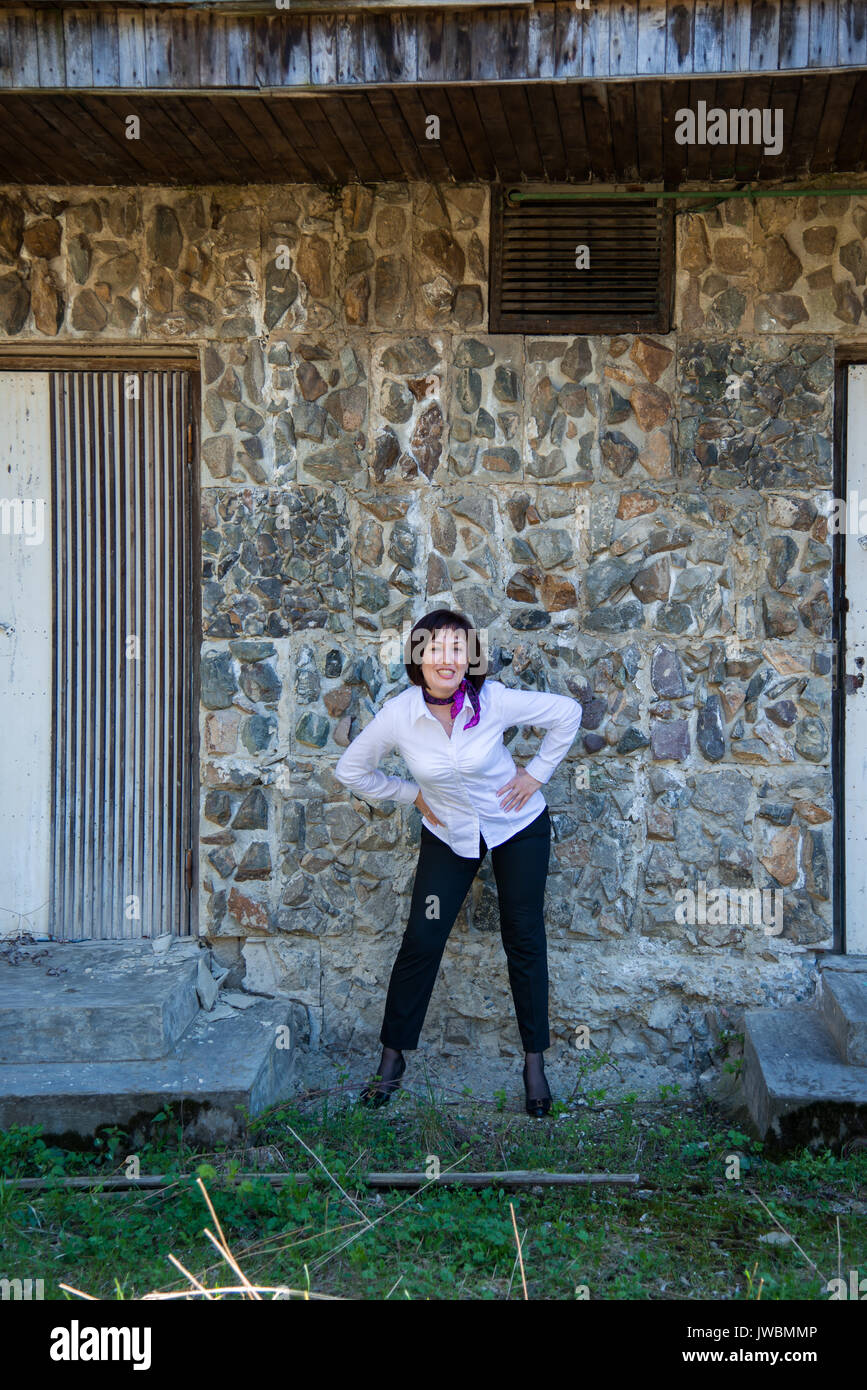 Cute woman on the walk Stock Photo - Alamy