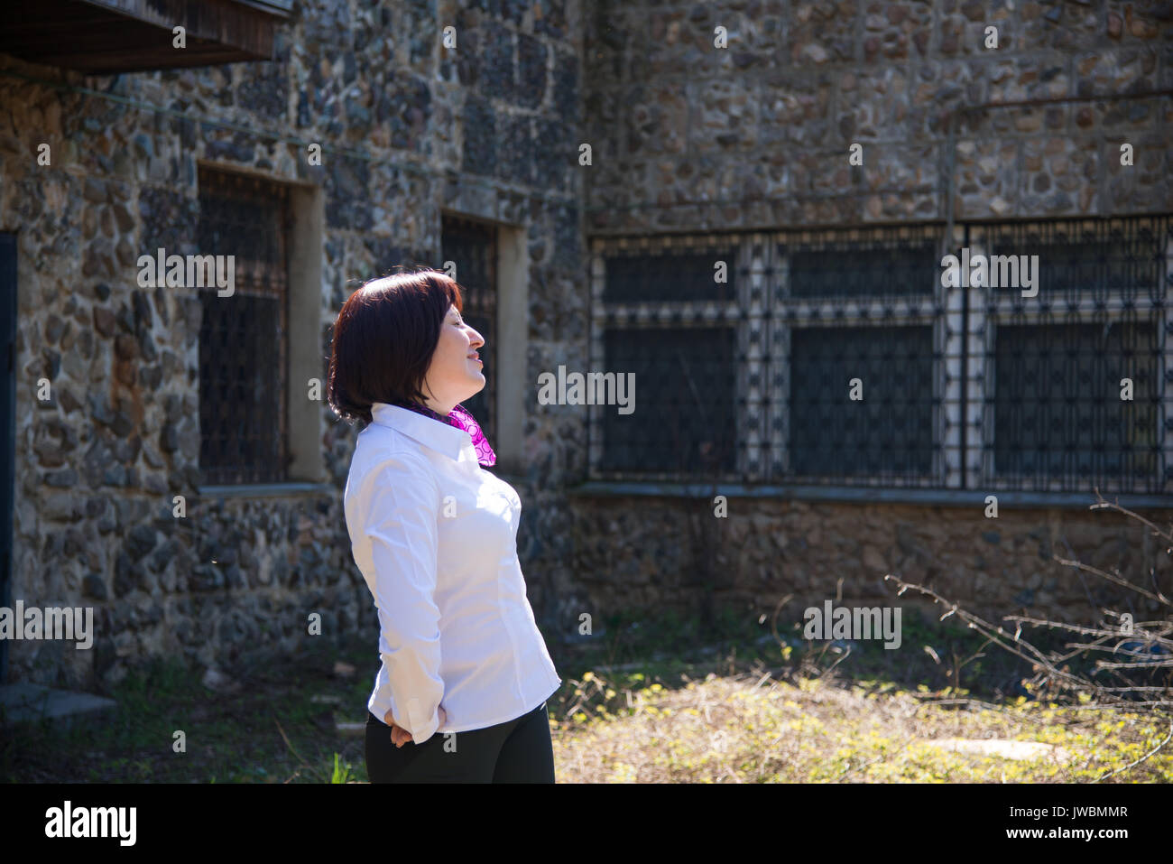 Cute woman on the walk Stock Photo - Alamy