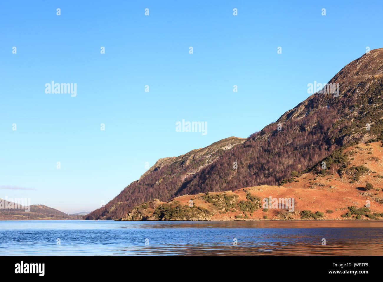 The view from Mossdale Bay across Ullswater towards Pooley Bridge in ...