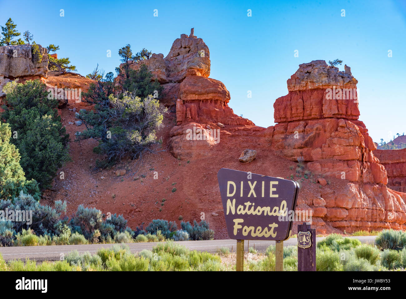 Dixie National Forest entrance by Red Canyon, Utah Stock Photo - Alamy