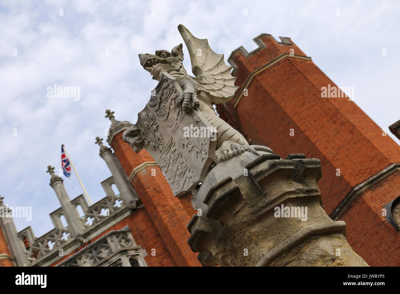 Royal Dragon 'King's Beasts' statue, West Gate, Hampton Court Palace ...