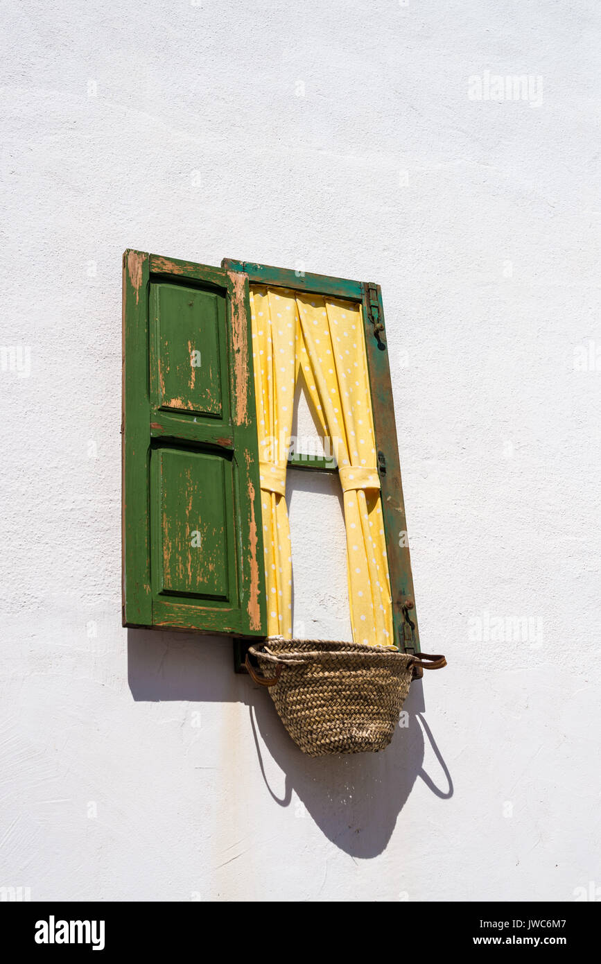 Mediterranean old town window with wooden shutters Stock Photo - Alamy
