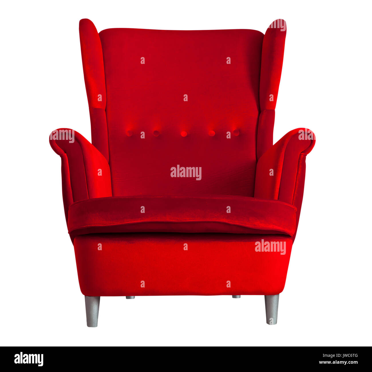 Red textile chair isolated on white background Stock Photo - Alamy