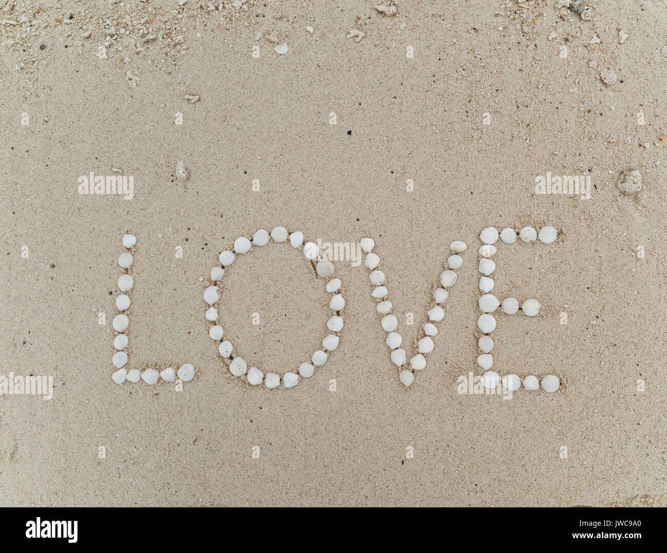 Writing with shells ''Life'' Stock Photo - Alamy