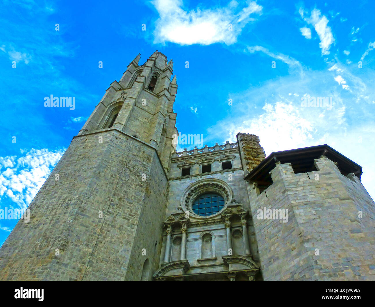 Aerial view of Saint Mary Cathedral in Girona, Spain Stock Photo - Alamy