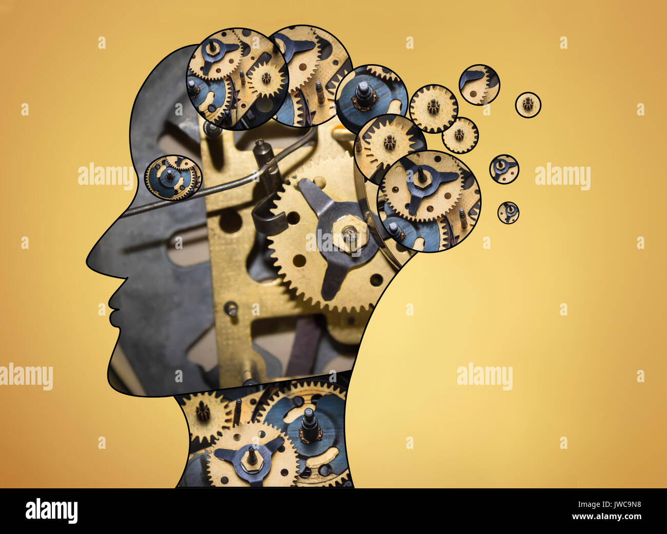 Head brain gears concept symbol hi-res stock photography and images - Alamy