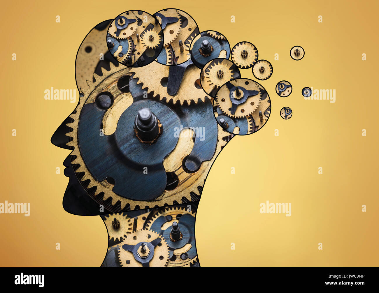 Head brain gears concept symbol hi-res stock photography and images - Alamy