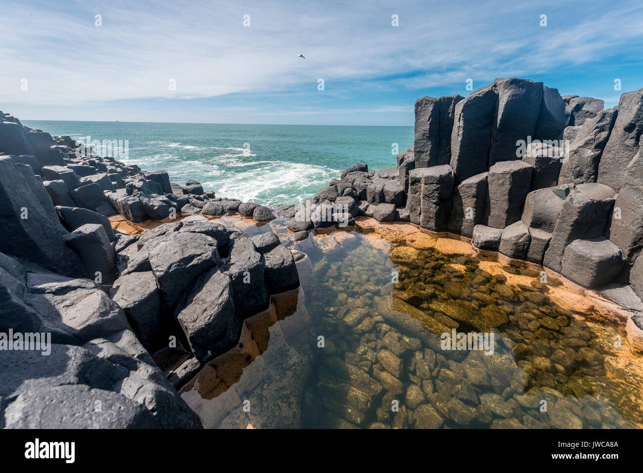 Water gathering between rocks, Roman Bath, Hexagonal basalt column by ...