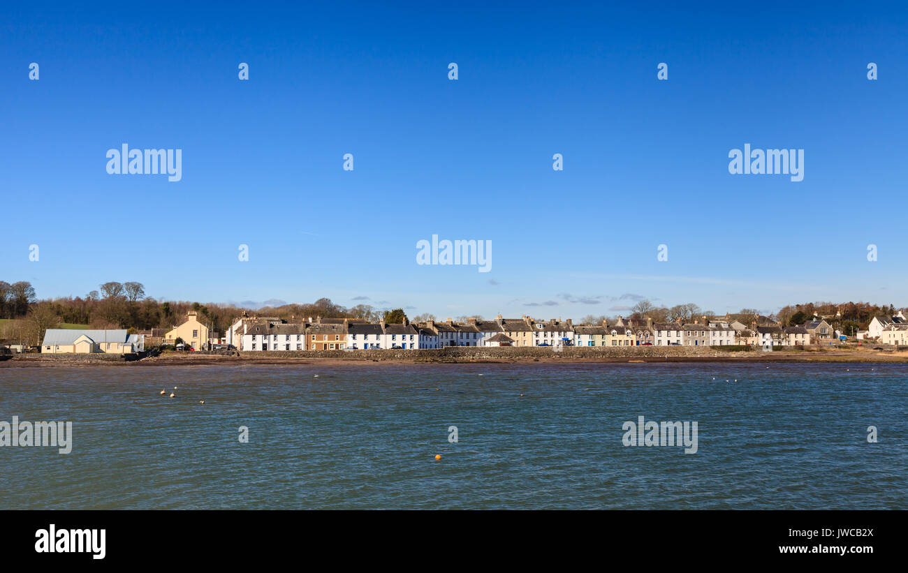 The view across Garlieston Bay to the small coastal village of ...