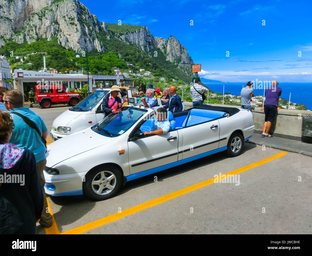 Capri, Italy - May 04, 2014: The vintage convertible taxi car Stock ...
