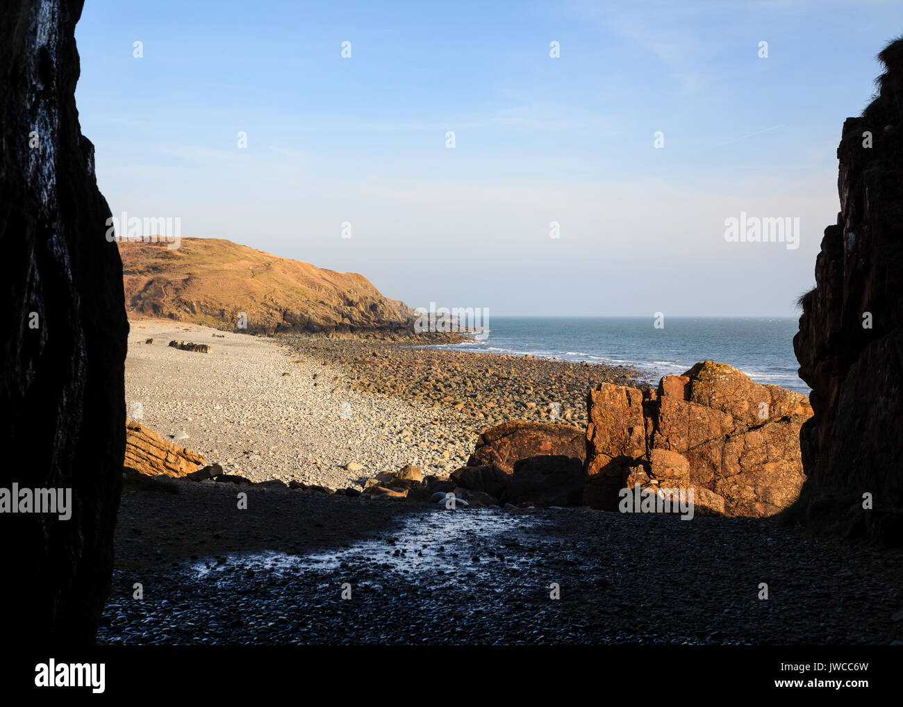 St Ninian's Cave. The view from St Ninian's cave across Port Castle Bay ...
