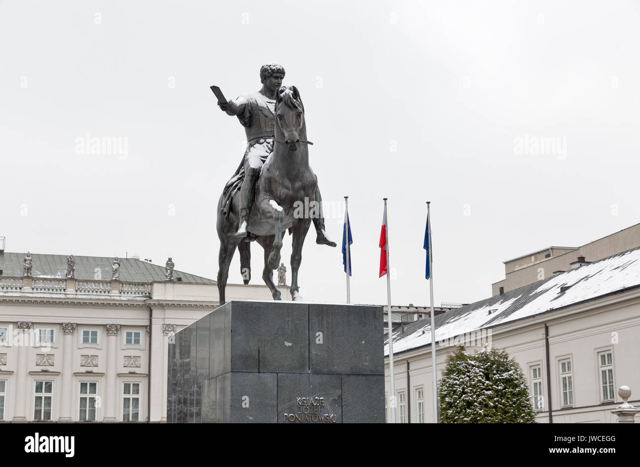 WARSAW, POLAND - JANUARY 16, 2017: Equestrian statue of Prince Jozef ...
