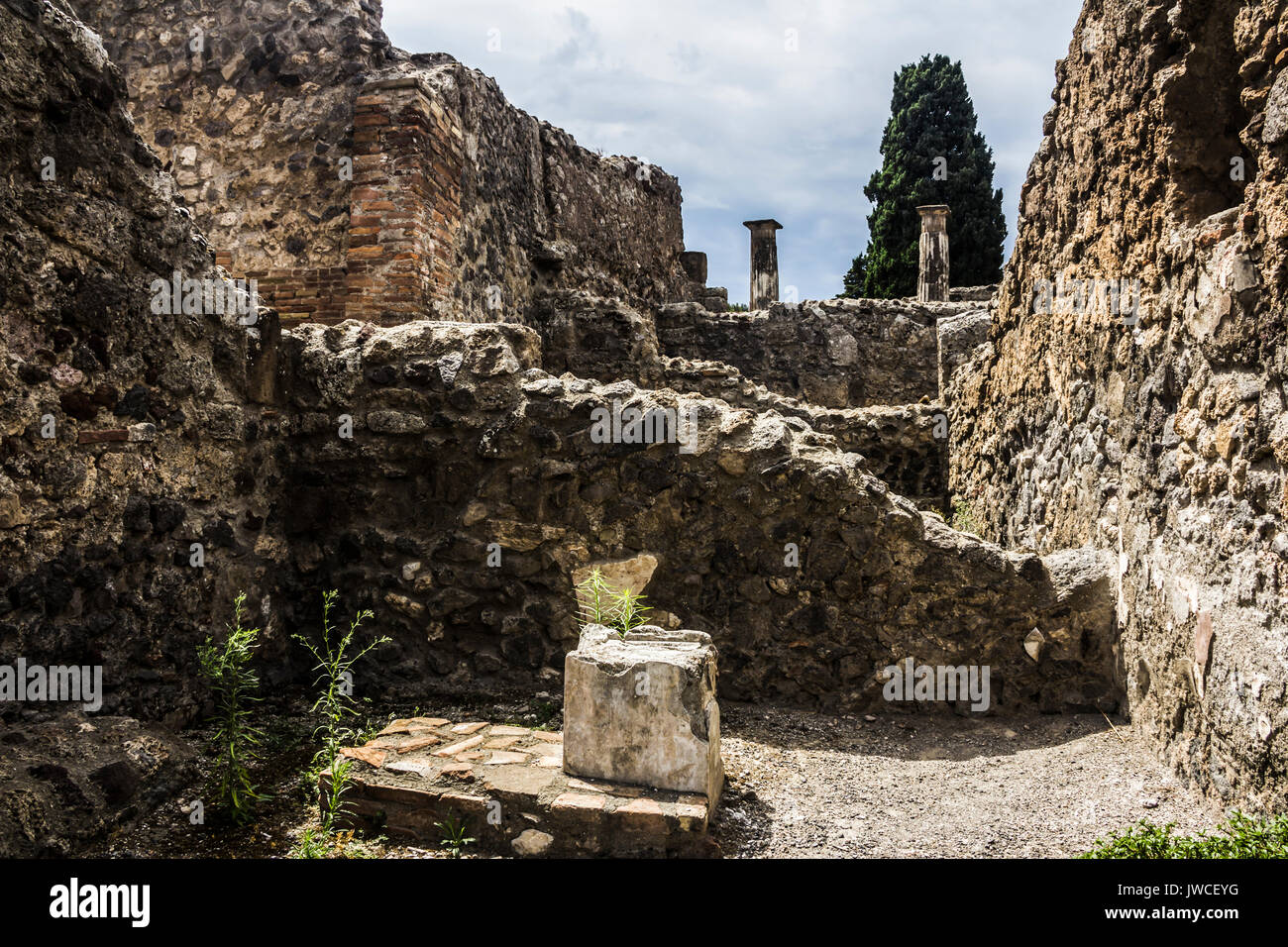 Pompeii city destroyed in 79BC by the eruption of Mount Vesuvius. The ...