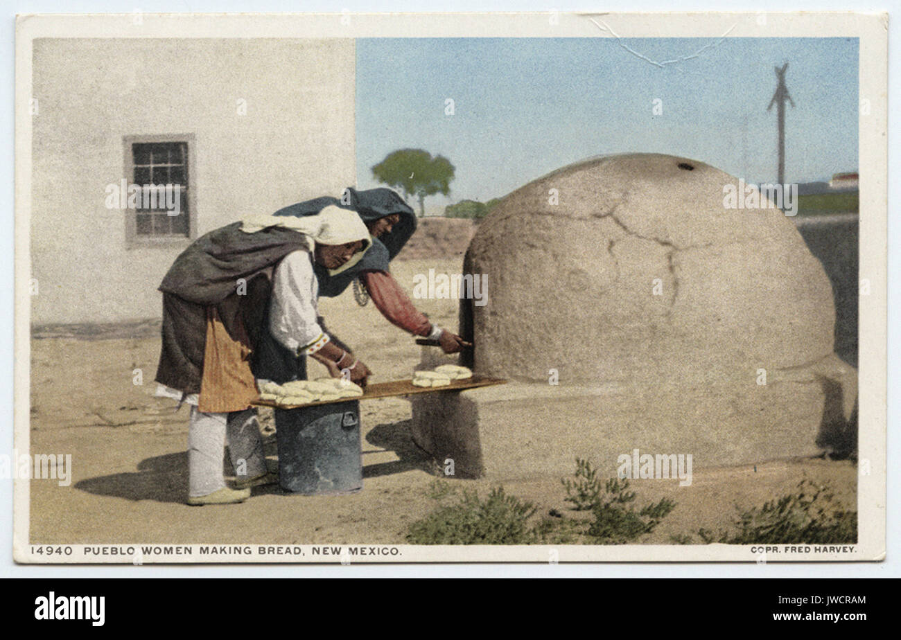Pueblo women making bread, New Mexico - American Indian Postcards Stock ...