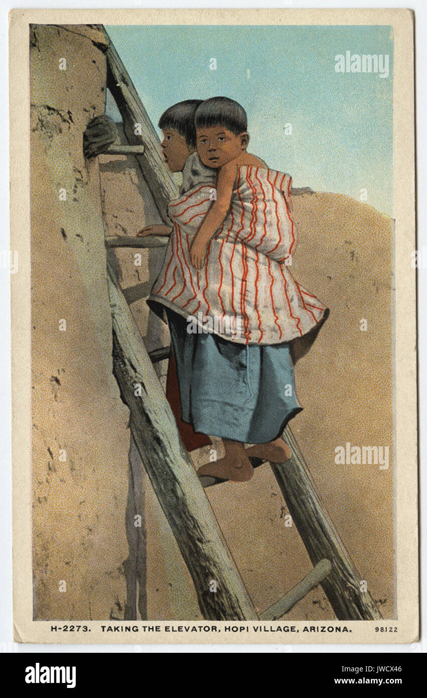 Taking the elevator, Hopi Village, Arizona - American Indian Postcards ...
