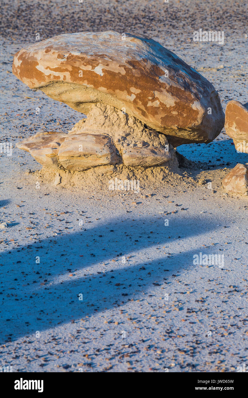 Mushroom-shaped caprock formations in the Bisti/De-Na-Zin Wilderness ...