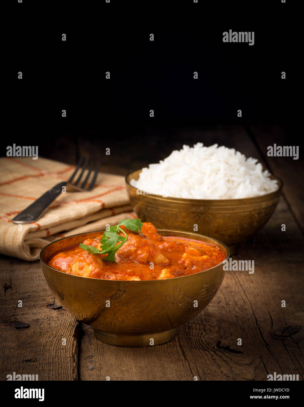 Indian butter chicken photographed with a low key background Stock ...