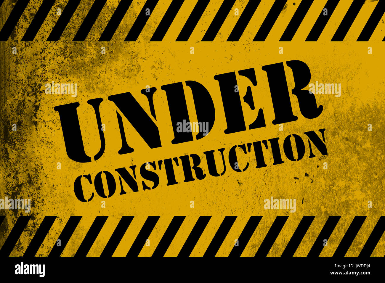 Under construction sign yellow with stripes, 3D rendering Stock Photo ...