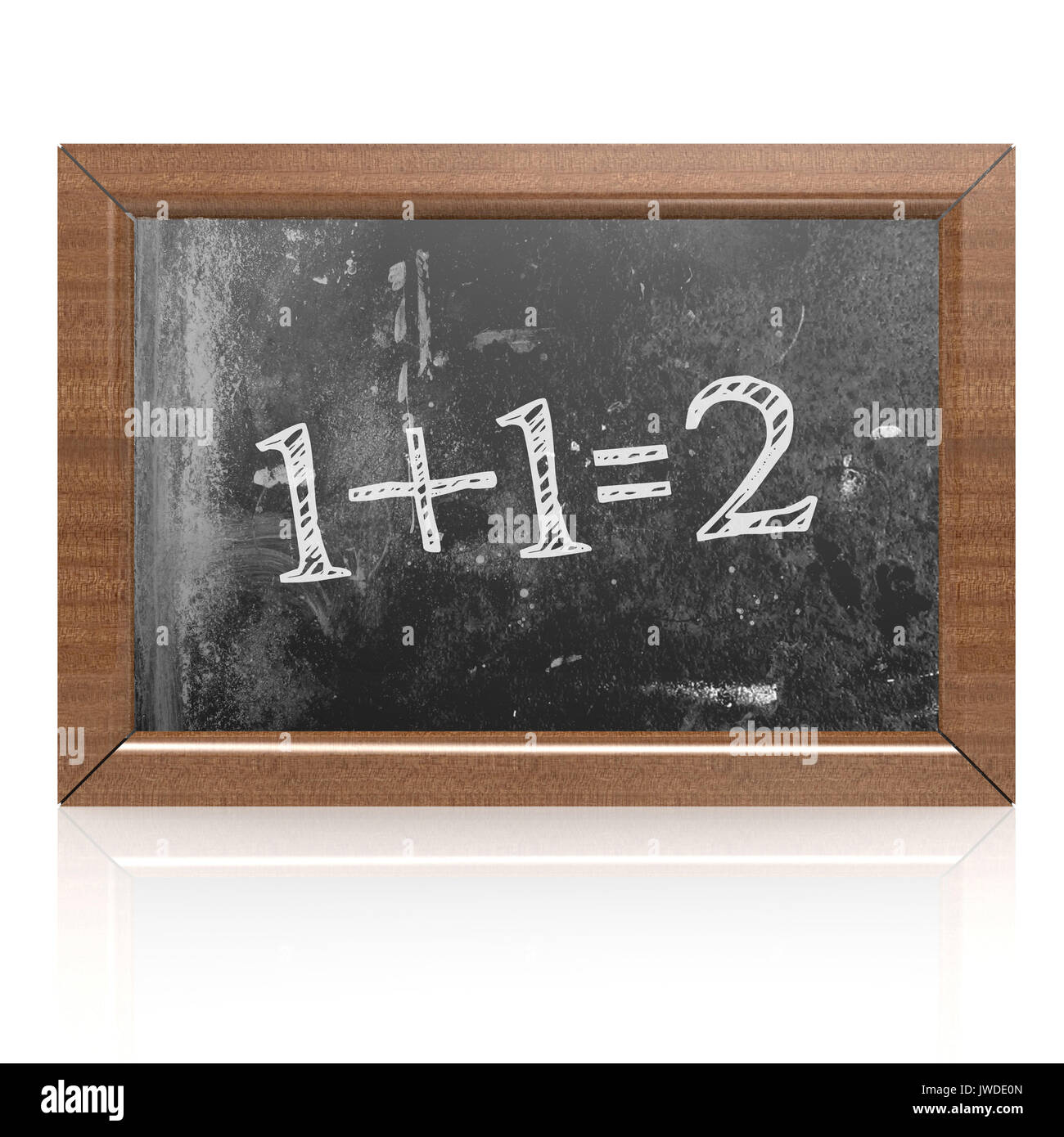 Sum one plus one equals two written on blackboard, 3D rendering Stock ...