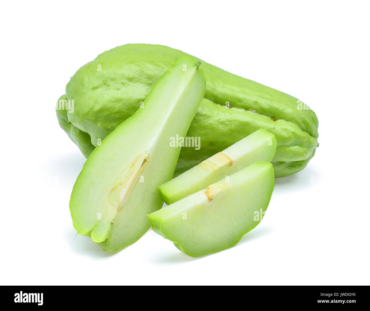 fresh chayote isolated on white background Stock Photo - Alamy