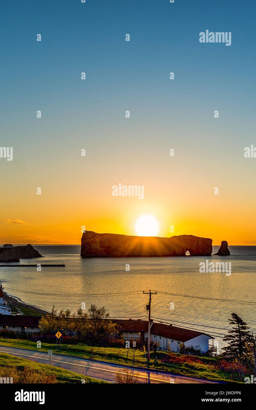 Famous Rocher Perce rock in Gaspe Peninsula, Quebec, Canada, Gaspesie ...