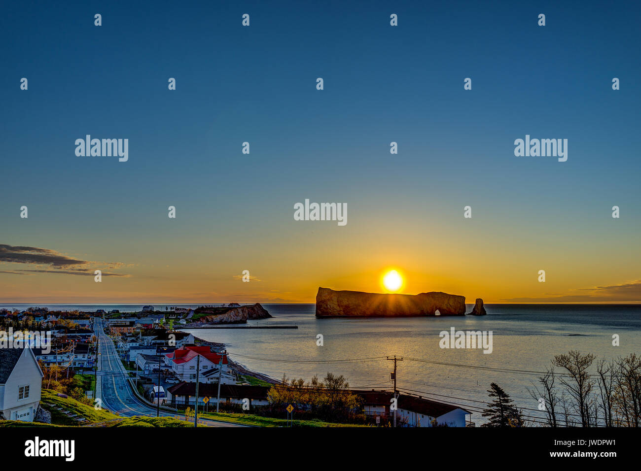 Famous Rocher Perce rock in Gaspe Peninsula, Quebec, Canada, Gaspesie ...