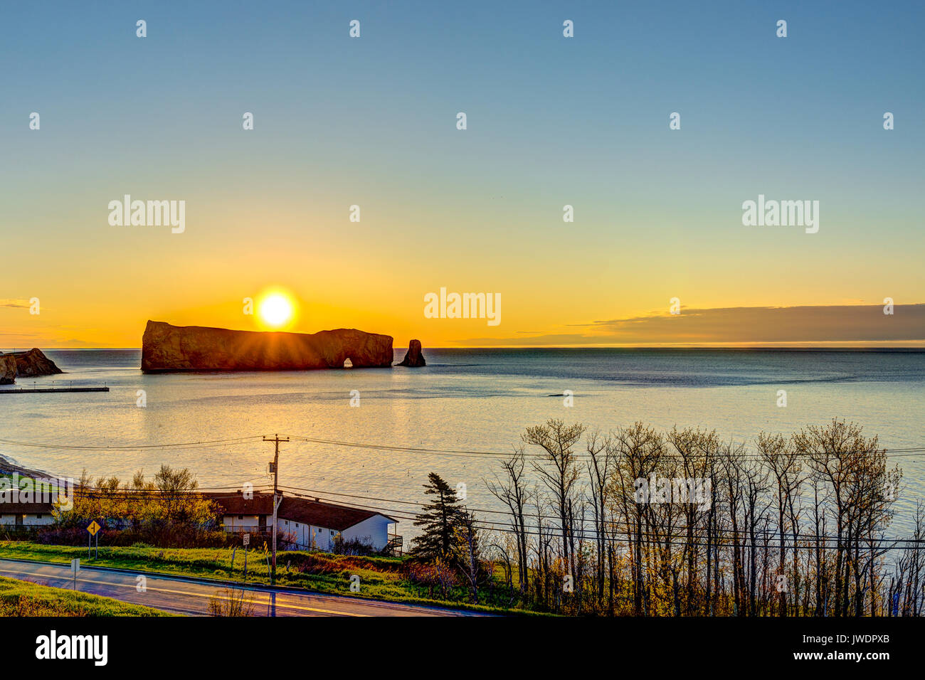 Famous Rocher Perce rock in Gaspe Peninsula, Quebec, Canada, Gaspesie ...