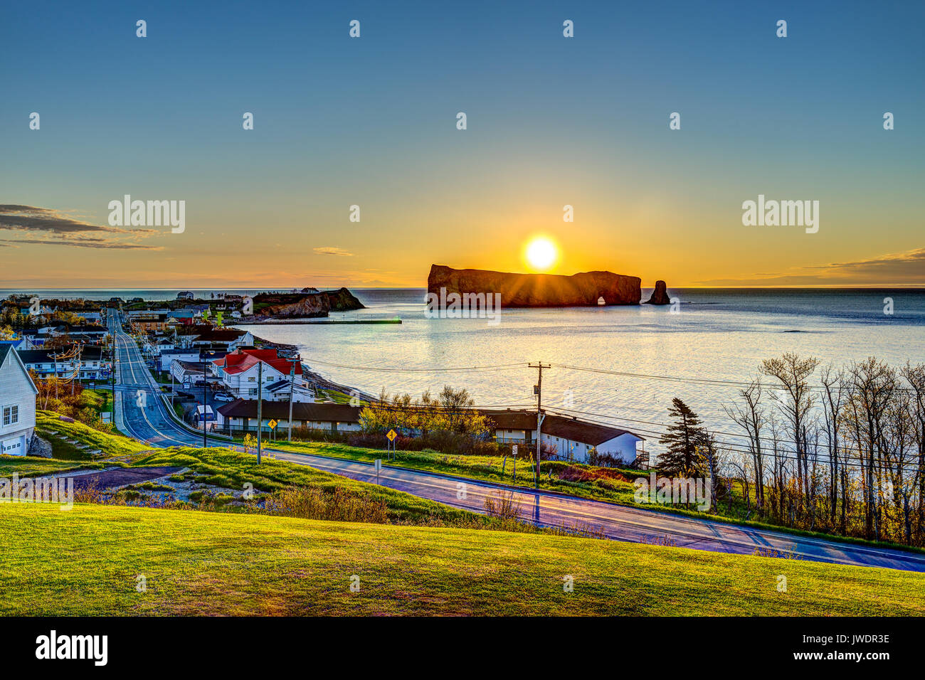Famous Rocher Perce rock in Gaspe Peninsula, Quebec, Canada, Gaspesie ...