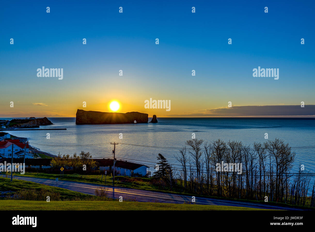 Famous Rocher Perce rock in Gaspe Peninsula, Quebec, Canada, Gaspesie ...