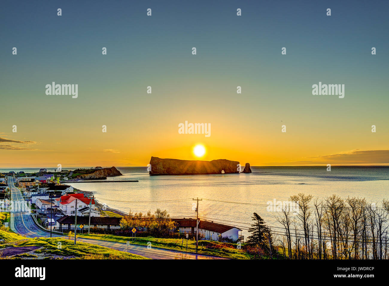 Famous Rocher Perce rock in Gaspe Peninsula, Quebec, Canada, Gaspesie ...
