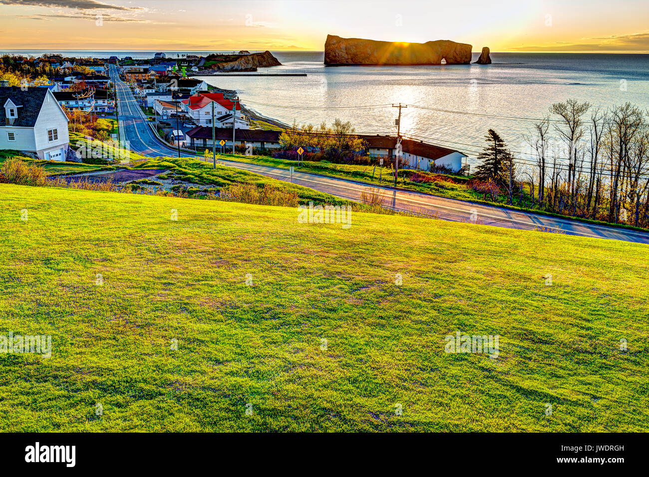 Famous Rocher Perce rock in Gaspe Peninsula, Quebec, Canada, Gaspesie ...