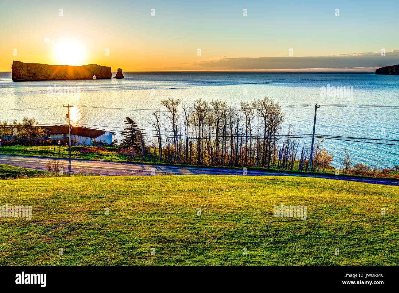 Famous Rocher Perce rock in Gaspe Peninsula, Quebec, Canada, Gaspesie ...
