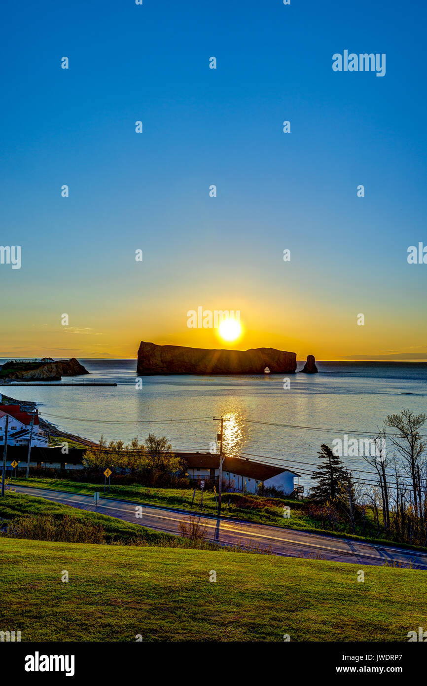 Famous Rocher Perce rock in Gaspe Peninsula, Quebec, Canada, Gaspesie ...