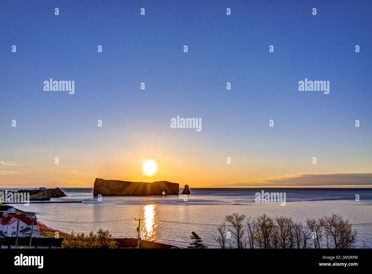 Famous Rocher Perce rock in Gaspe Peninsula, Quebec, Canada, Gaspesie ...