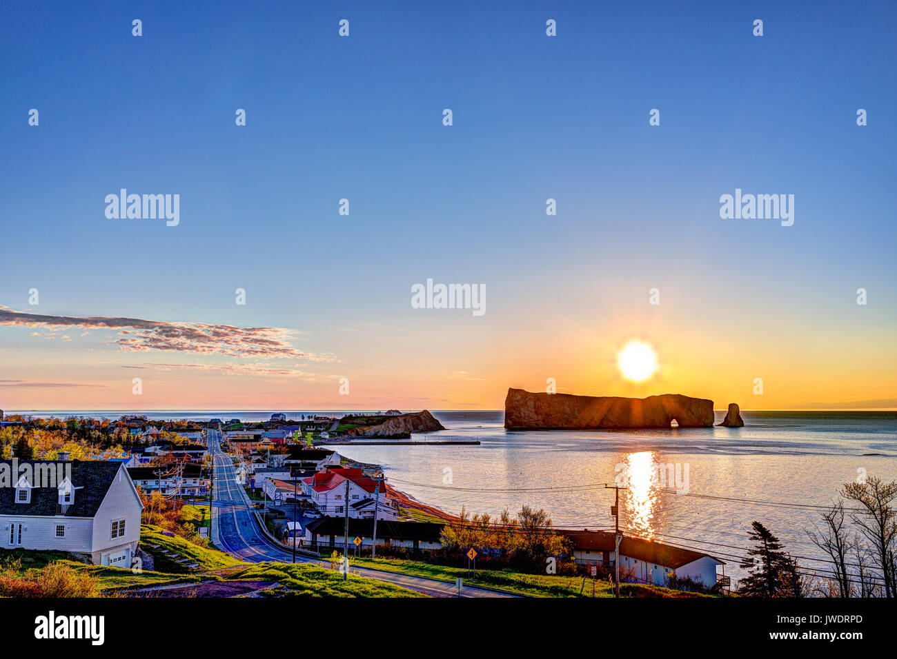 Famous Rocher Perce rock in Gaspe Peninsula, Quebec, Canada, Gaspesie ...