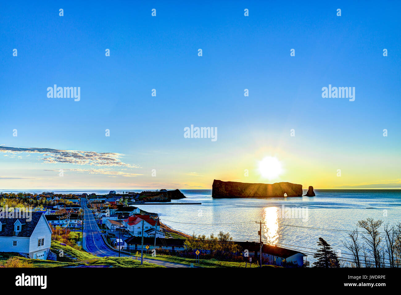Famous Rocher Perce rock in Gaspe Peninsula, Quebec, Canada, Gaspesie ...