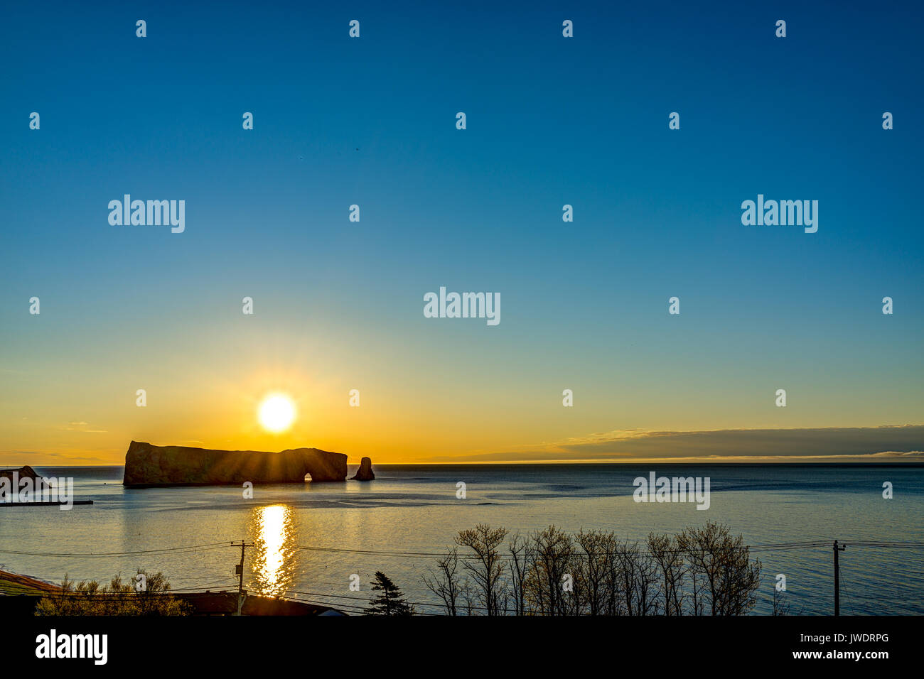 Famous Rocher Perce rock in Gaspe Peninsula, Quebec, Canada, Gaspesie ...