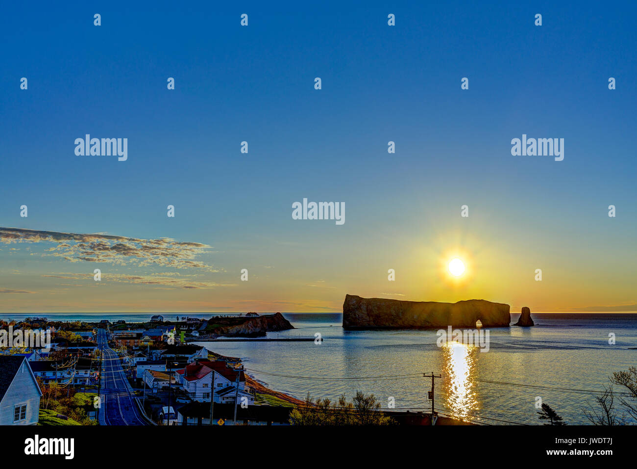 Famous Rocher Perce rock in Gaspe Peninsula, Quebec, Canada, Gaspesie ...