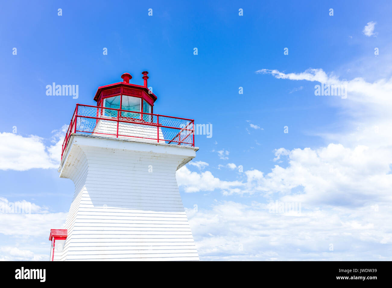 Bonaventure village pointe lighthouse in Quebec, Canada Gaspesie region ...